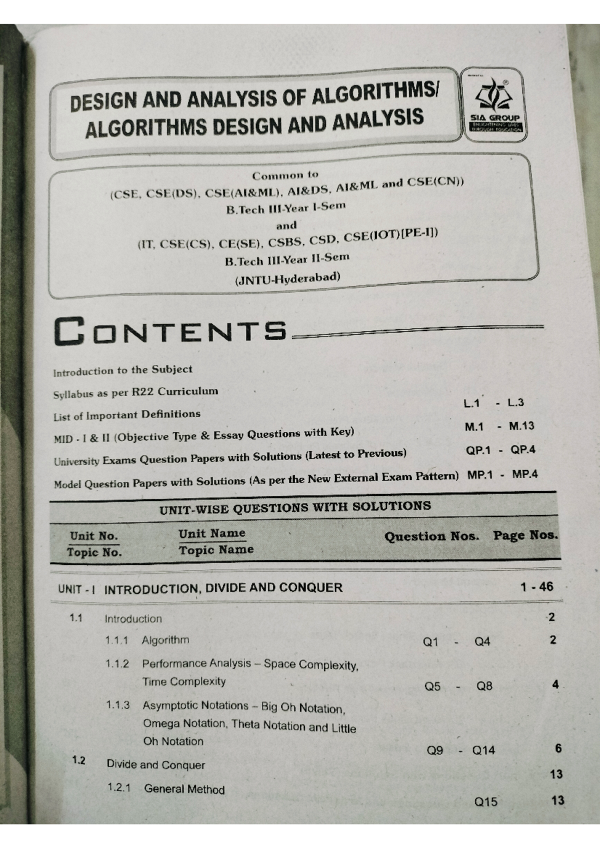 DAA Unit-1 - DAA - (DESIGN AND ANALYSIS OF ALGORITHMS! ALGORITHMS ...