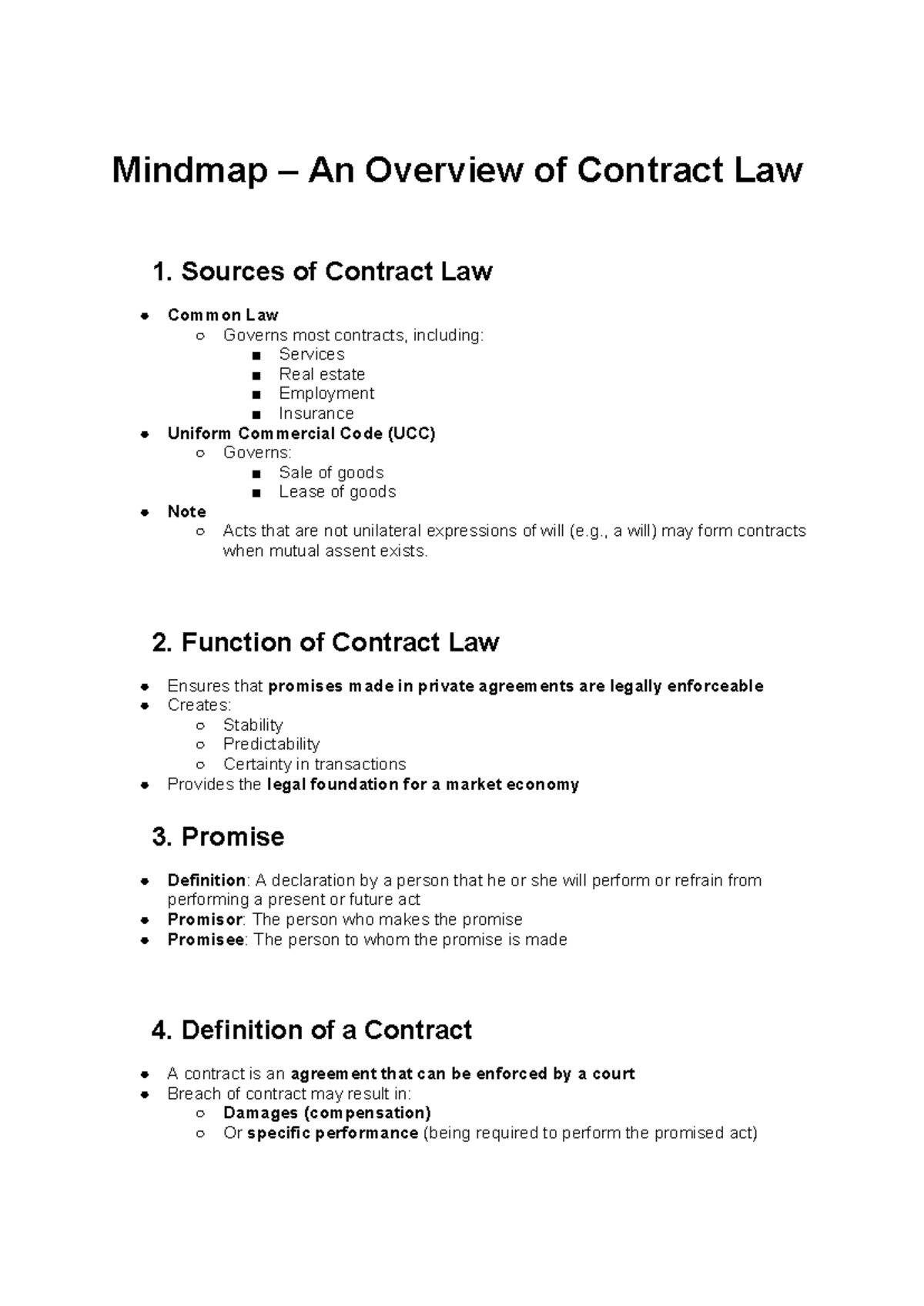 [Business Law] Contract Law Overview and Key Elements - Studocu