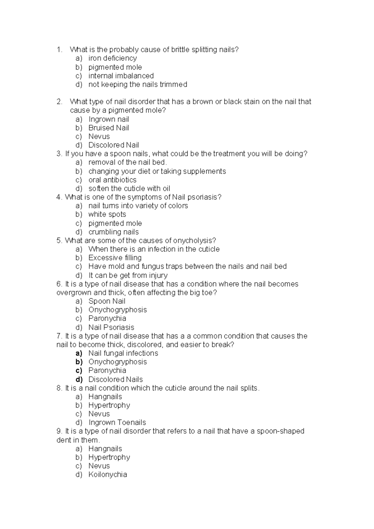 Nail Diseases and Disorders: A Comprehensive Study Guide - Studocu