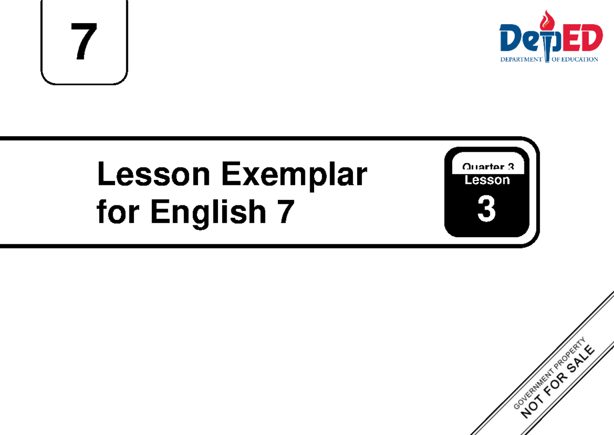 Q3 LE English 7: Lesson Exemplar for Week 8, Lesson 3 - Studocu