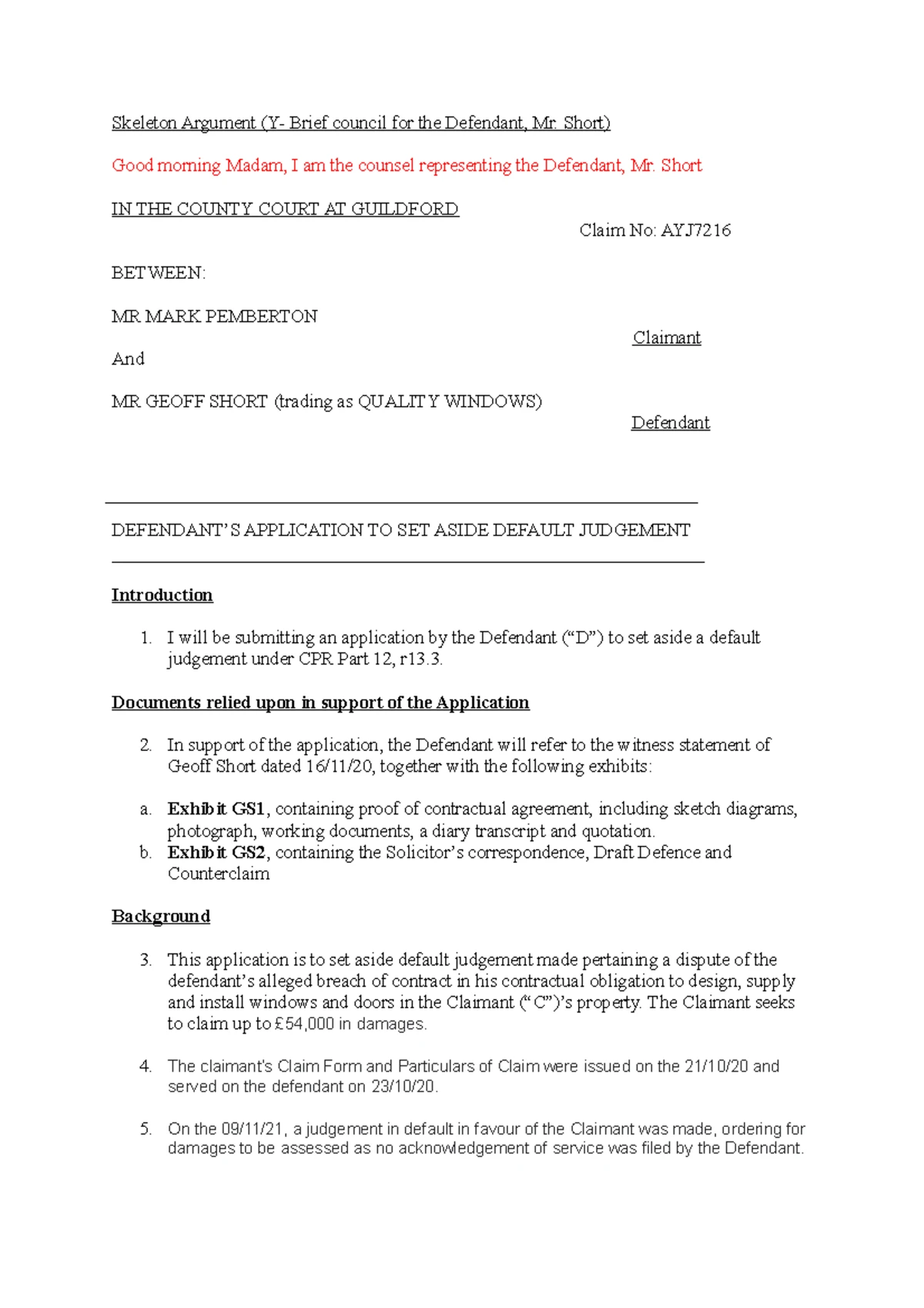 How to Write Skeleton Argument - SKELETON ARGUMENTS: A PRACTITIONERS’ GUIDE Over the past few ...