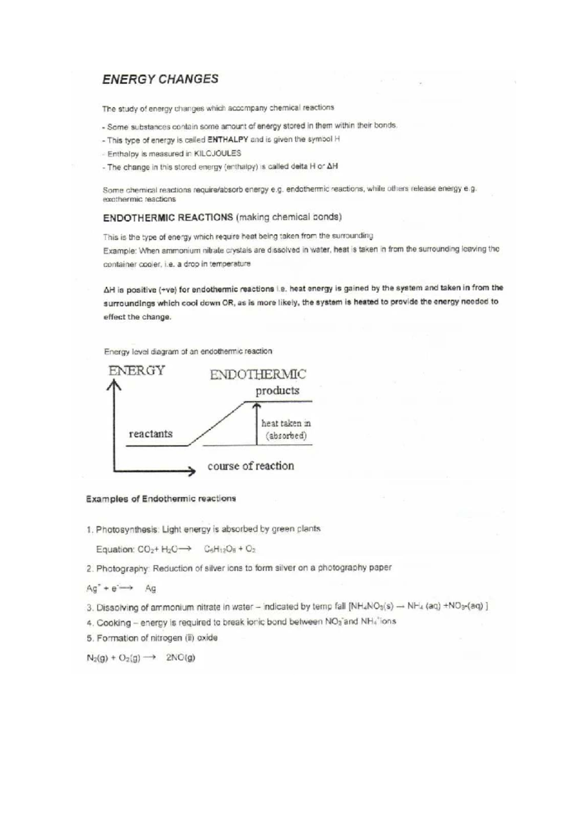 Energy Changes in Chemical Reactions: Enthalpy and Reactions (CH. 202 ...