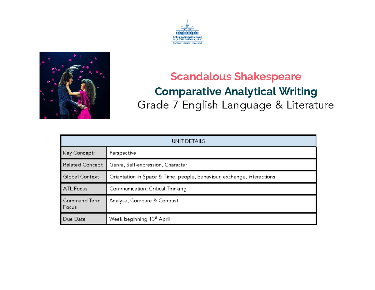 BT 2025 26 Grade 7 Unit 3 Comparative Assessment: Analyzing Character ...