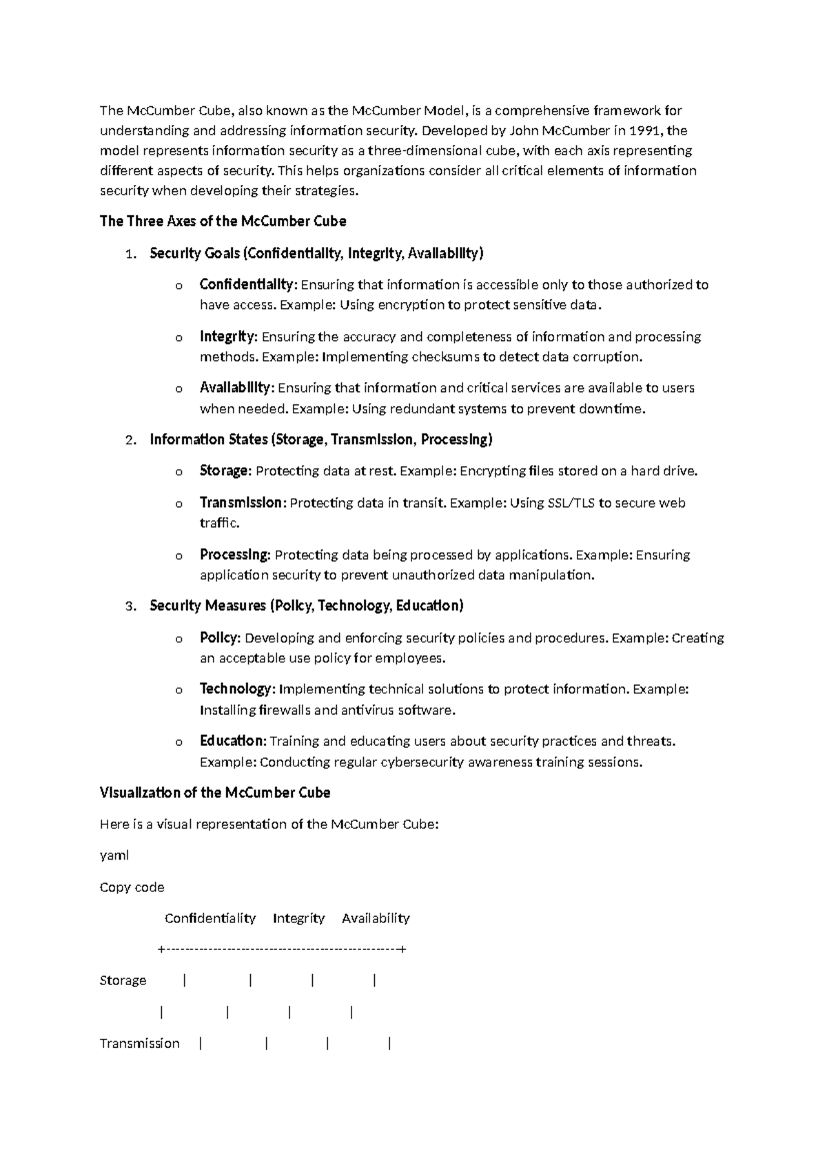 MCC 101: Understanding the McCumber Cube in InfoSec - Studocu