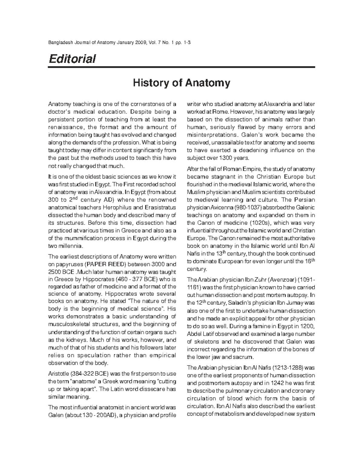 History of Anatomy: Evolution and Impact on Medical Education - Studocu