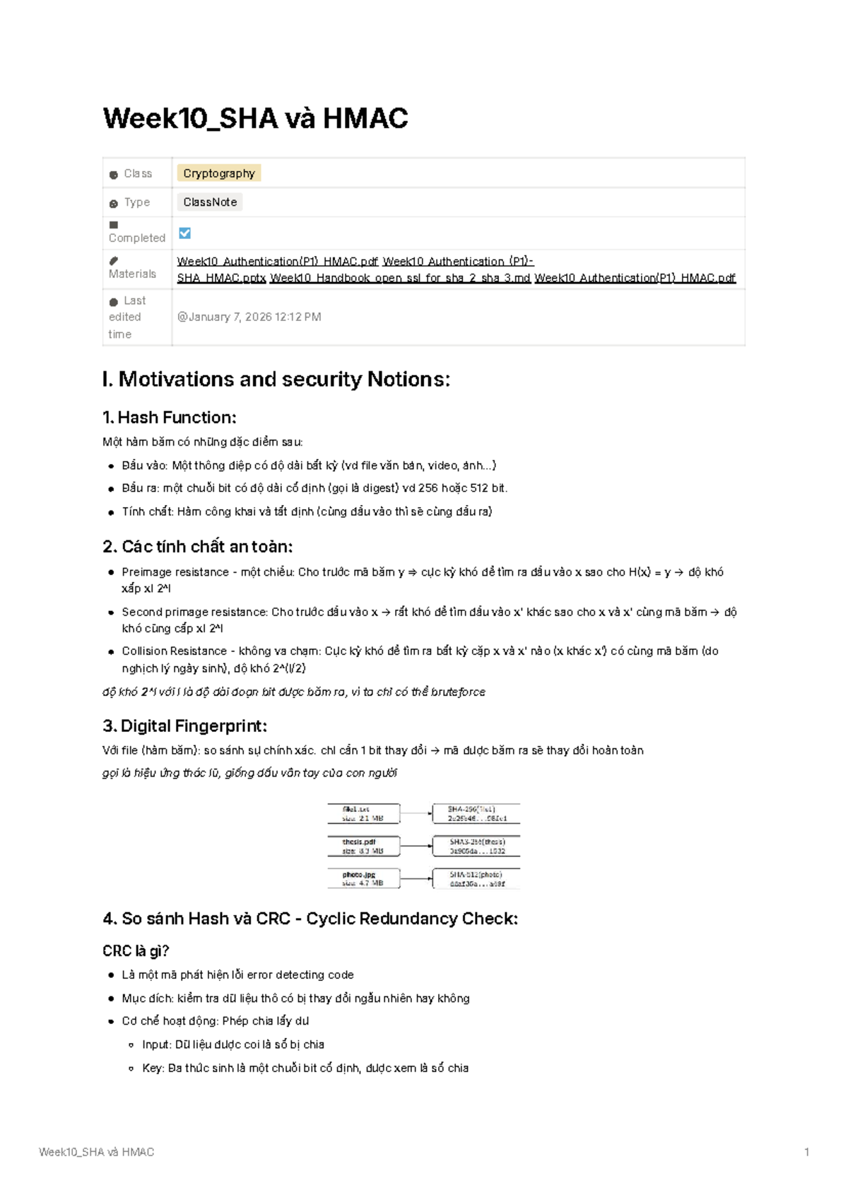 Week10_Cryptography_SHA và HMAC - Tổng hợp kiến thức quan trọng - Studocu