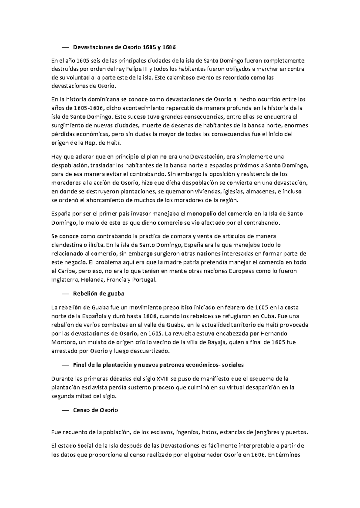 Las Devastaciones de Osorio 1605-1606: Consecuencias Históricas - Studocu