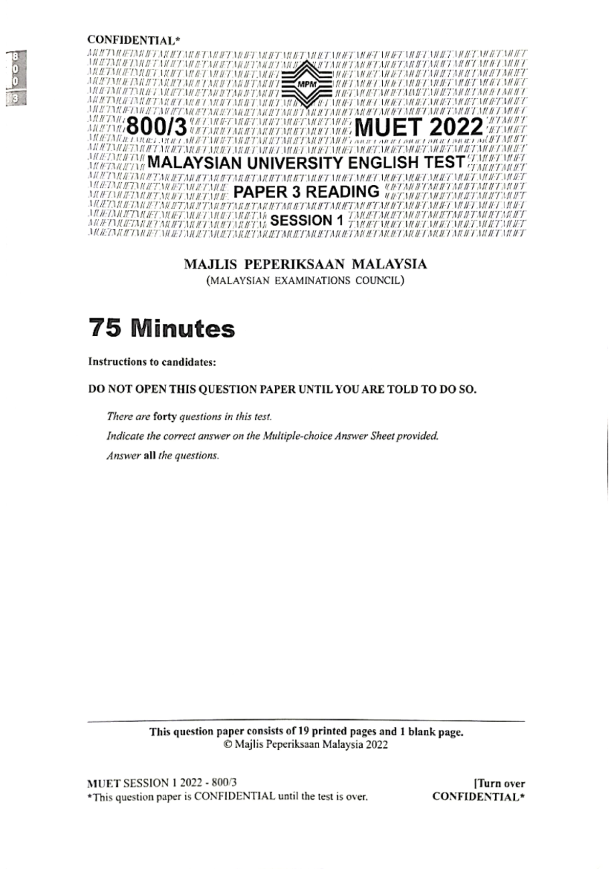 MUET 2022 Reading Paper 3 - Past Year Questions & Answers for Session 1 ...