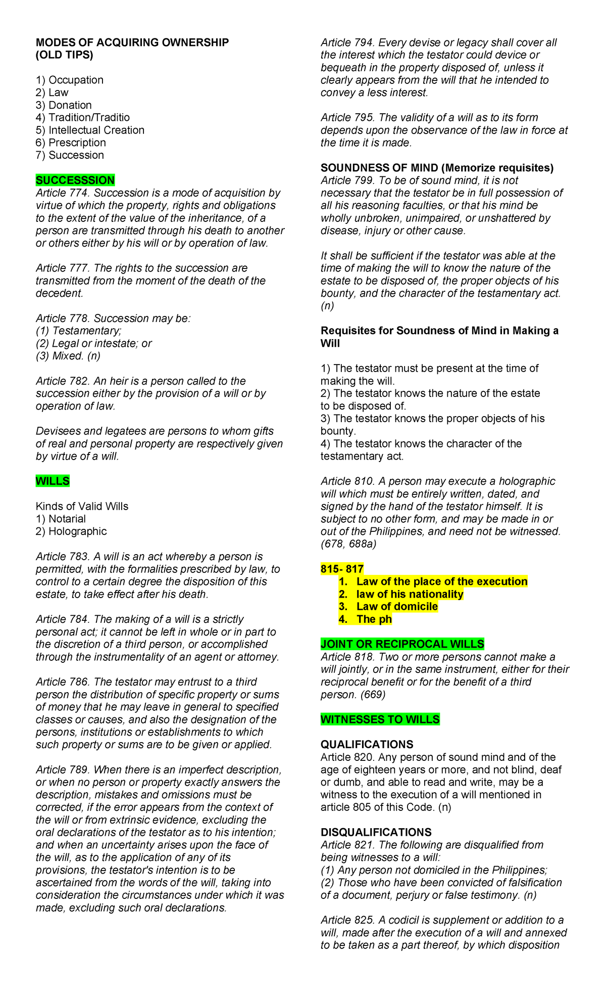 Modes of Acquiring Ownership: A Comprehensive Review (LAW 101) - Studocu