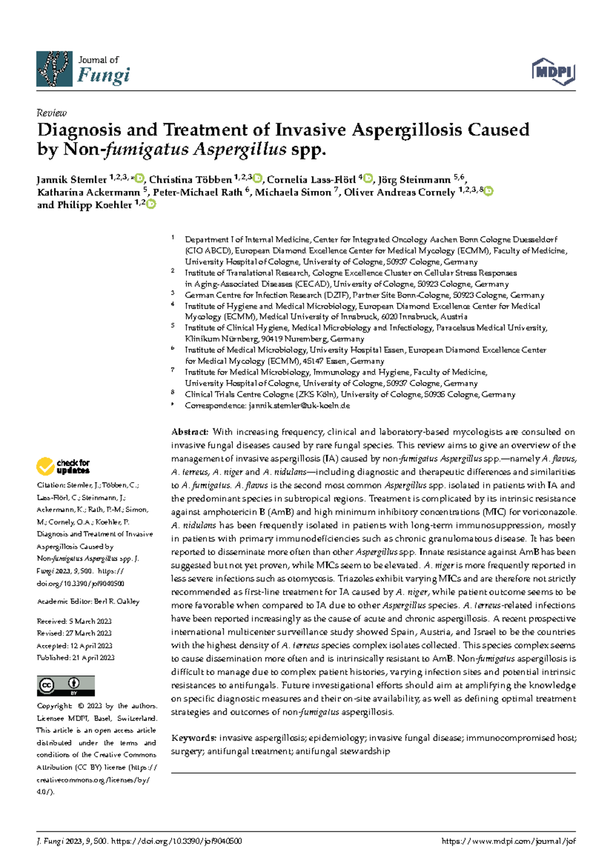 Jof-09-00500 - Research about Aspergillus spp - Citation: Stemler, J ...