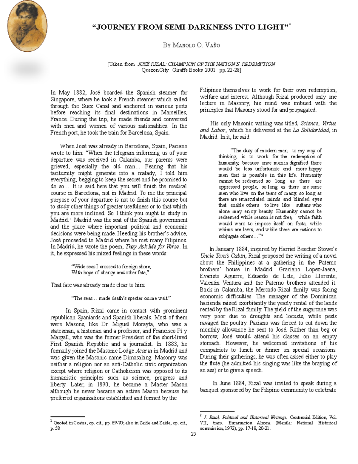 History 100 (Works and life of Rizal) - In May 1882, José boarded the ...