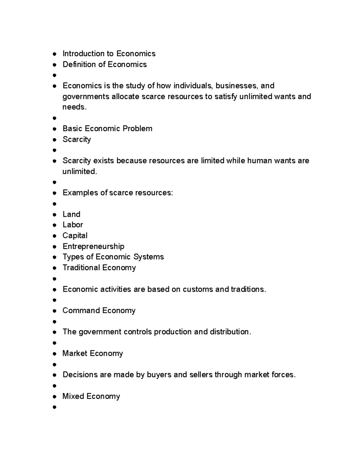 ECO 101: Introduction to Economics and Basic Economic Concepts - Studocu