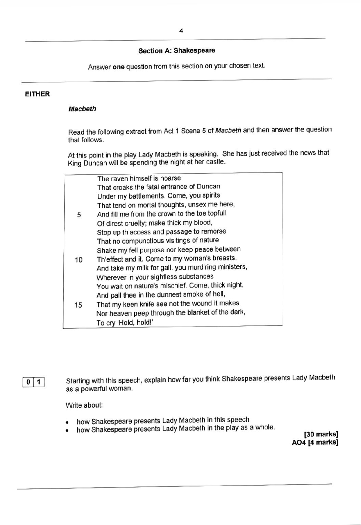 ENG 202: Final Exam Essay on Lady Macbeth's Power in Shakespeare's ...