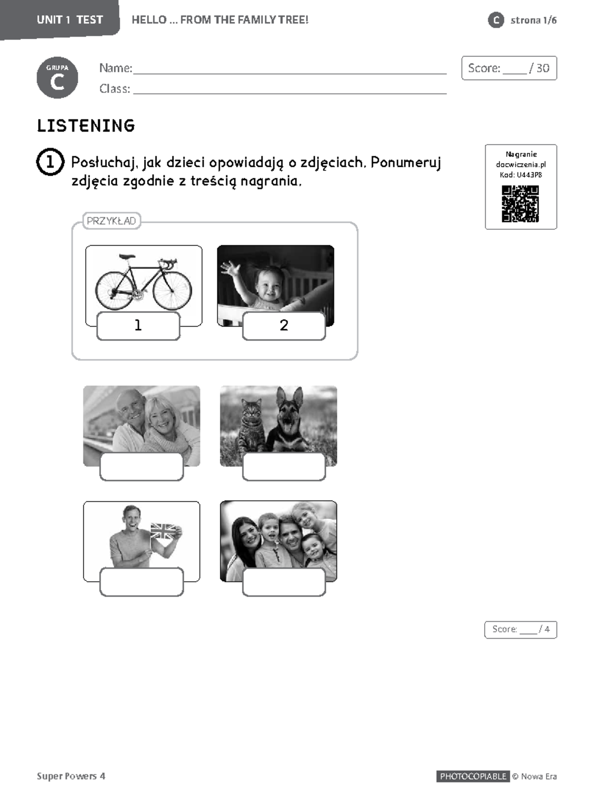 Super Powers 4: Unit 1 Test - Family Tree Listening & Vocabulary - Studocu