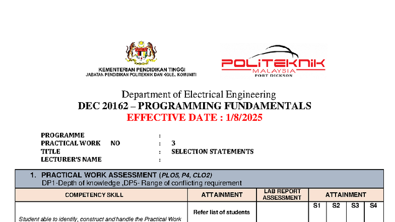 PW3 Sesi 1 2025/2026 Final Lab Report on C Programming Fundamentals ...