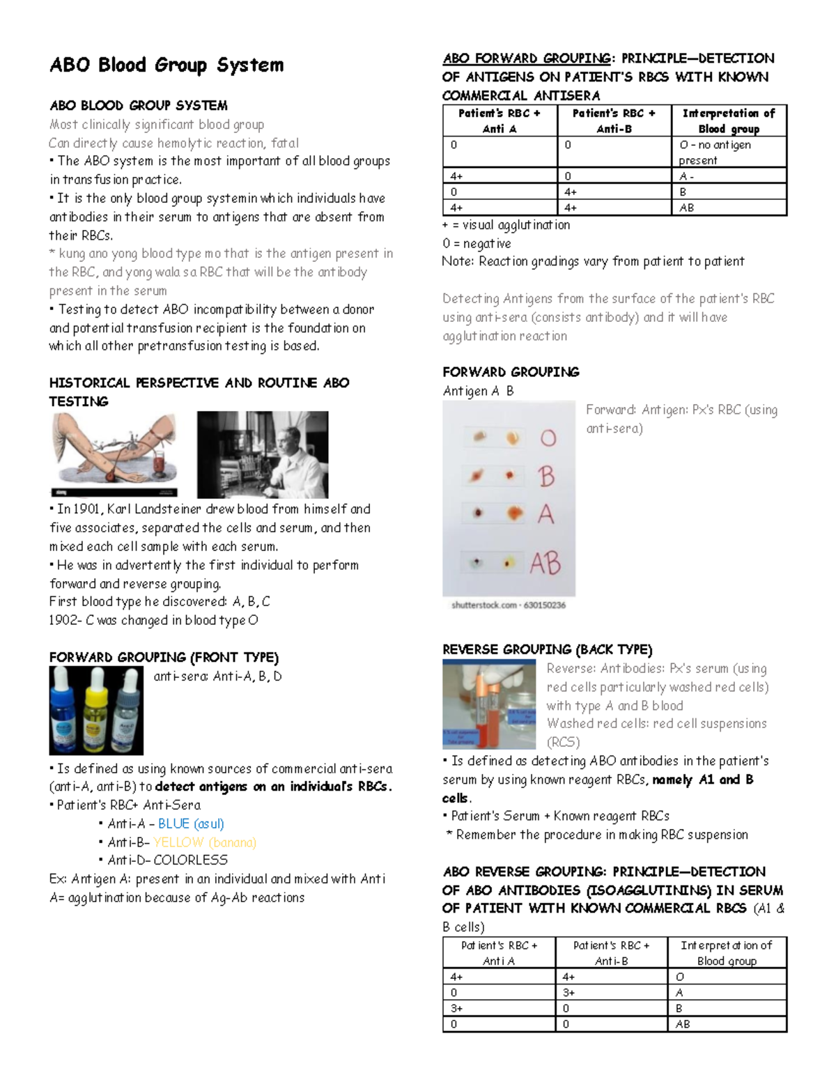 BB-LAB - BLOOD BANKING LAB - ABO Blood Group System ABO BLOOD GROUP ...