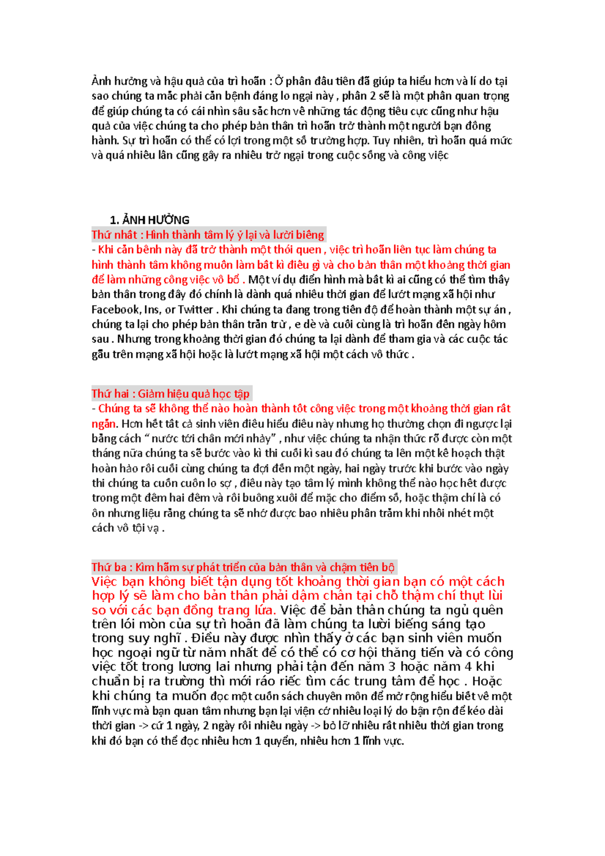Ảnh hưởng và hậu quả của trì hoãn - ẢưởậảủỞểơạnh h ng và h u qu c a trì ...