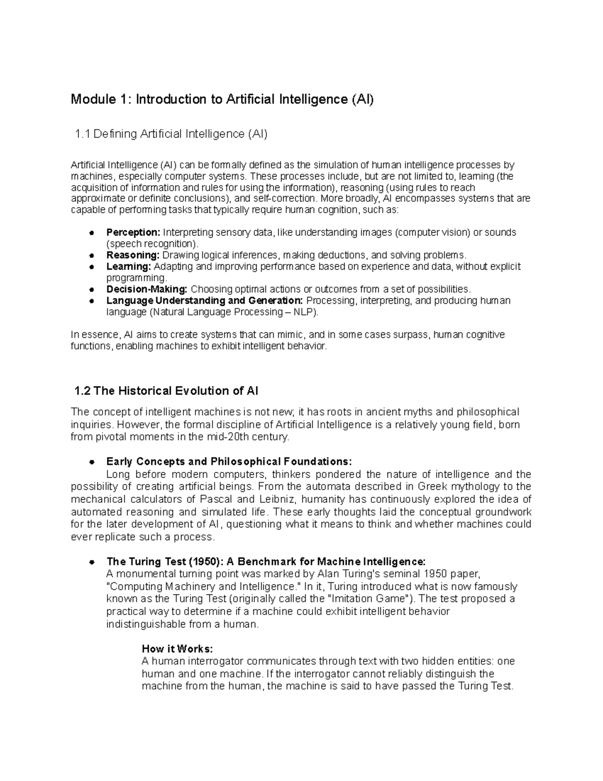 Module 1: Intro to AI - Key Concepts & Applications - Studocu