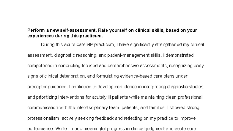 ACNP Practicum Reflection: Skills, Growth, and Clinical Pearls - Studocu