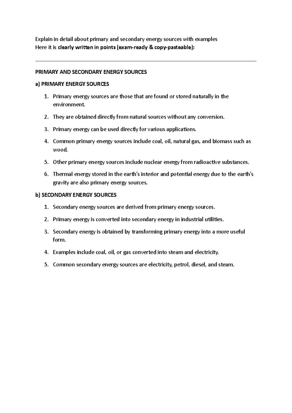 Mod 1 EC - Detailed Overview of Energy Sources and Conservation - Studocu