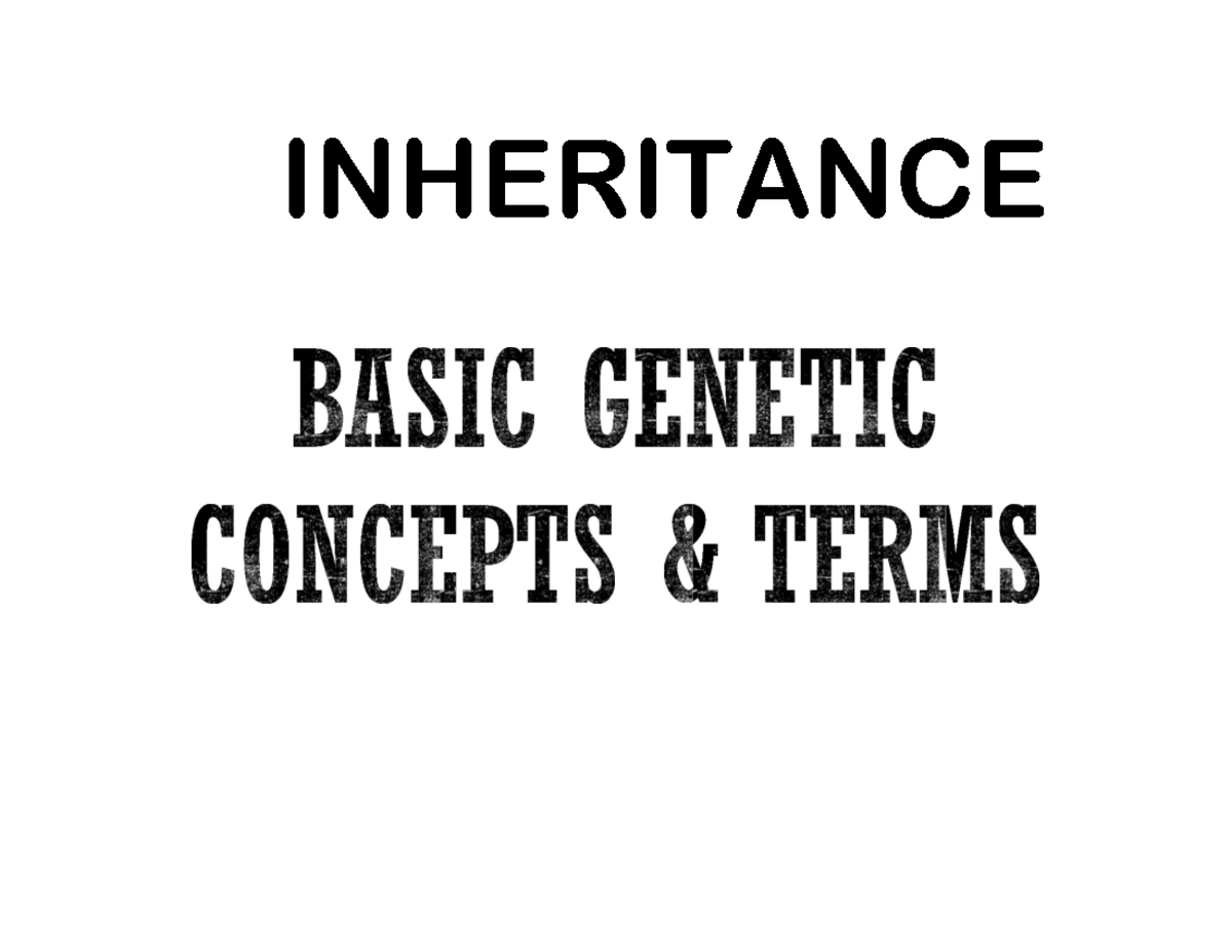 GEN 101: Basic Concepts of Mendelian Inheritance and Genetics - Studocu