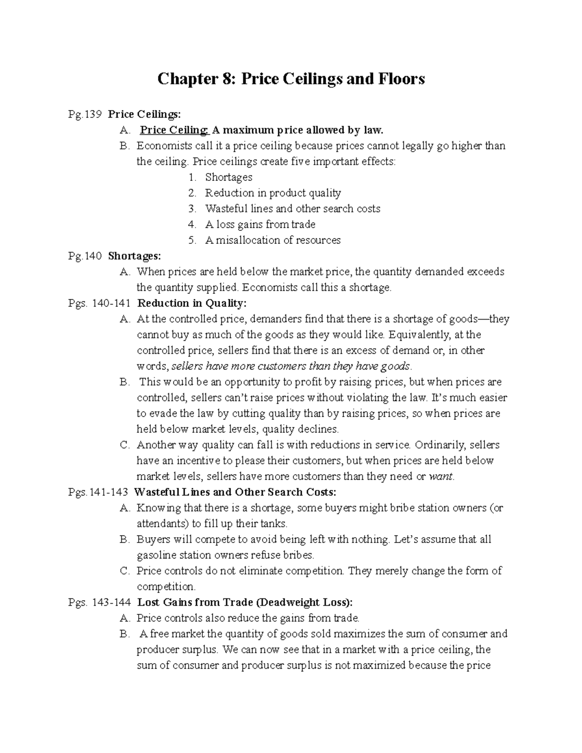 Principles of Microeconomics Chapter 8: Price Ceilings & Floors ...