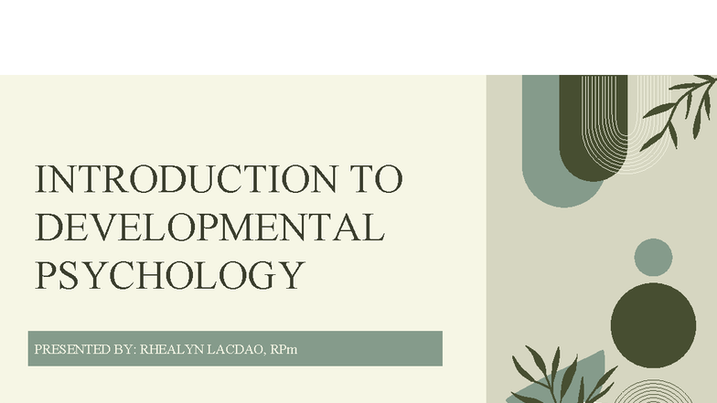 PSY 101: Introduction to Developmental Psychology - Lesson 1 Notes ...