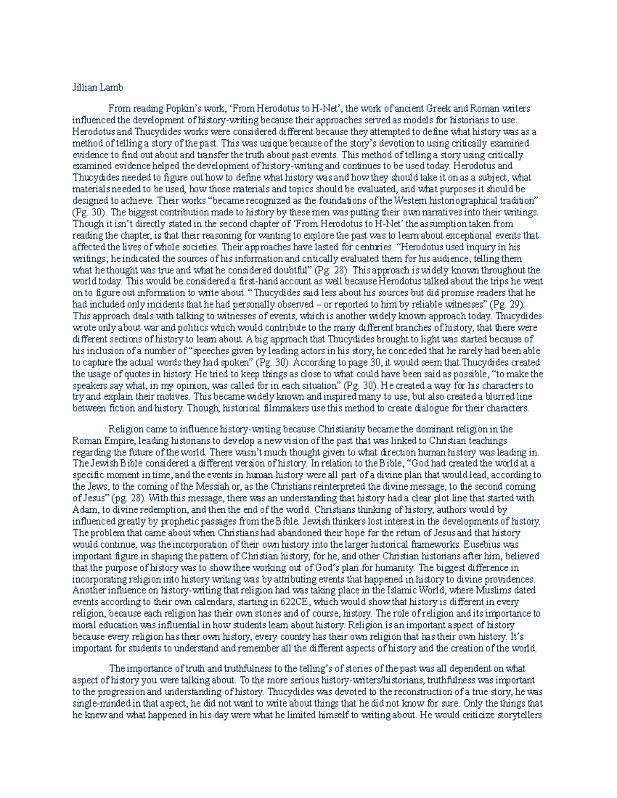 Chapter 2 Reflection Essay - Jillian Lamb From reading Popkin’s work ...