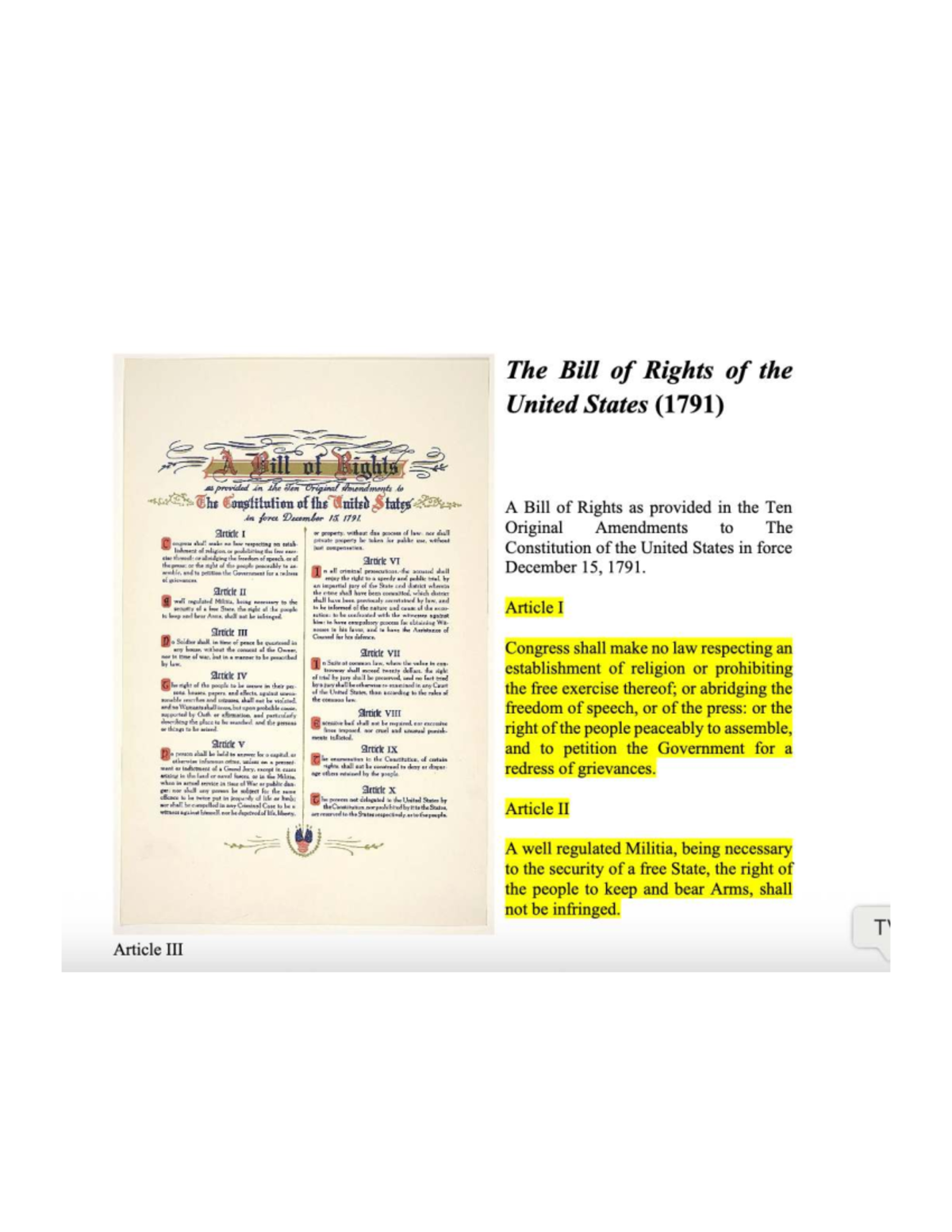 US Constitution: The Bill of Rights (1791) Overview and Analysis - Studocu