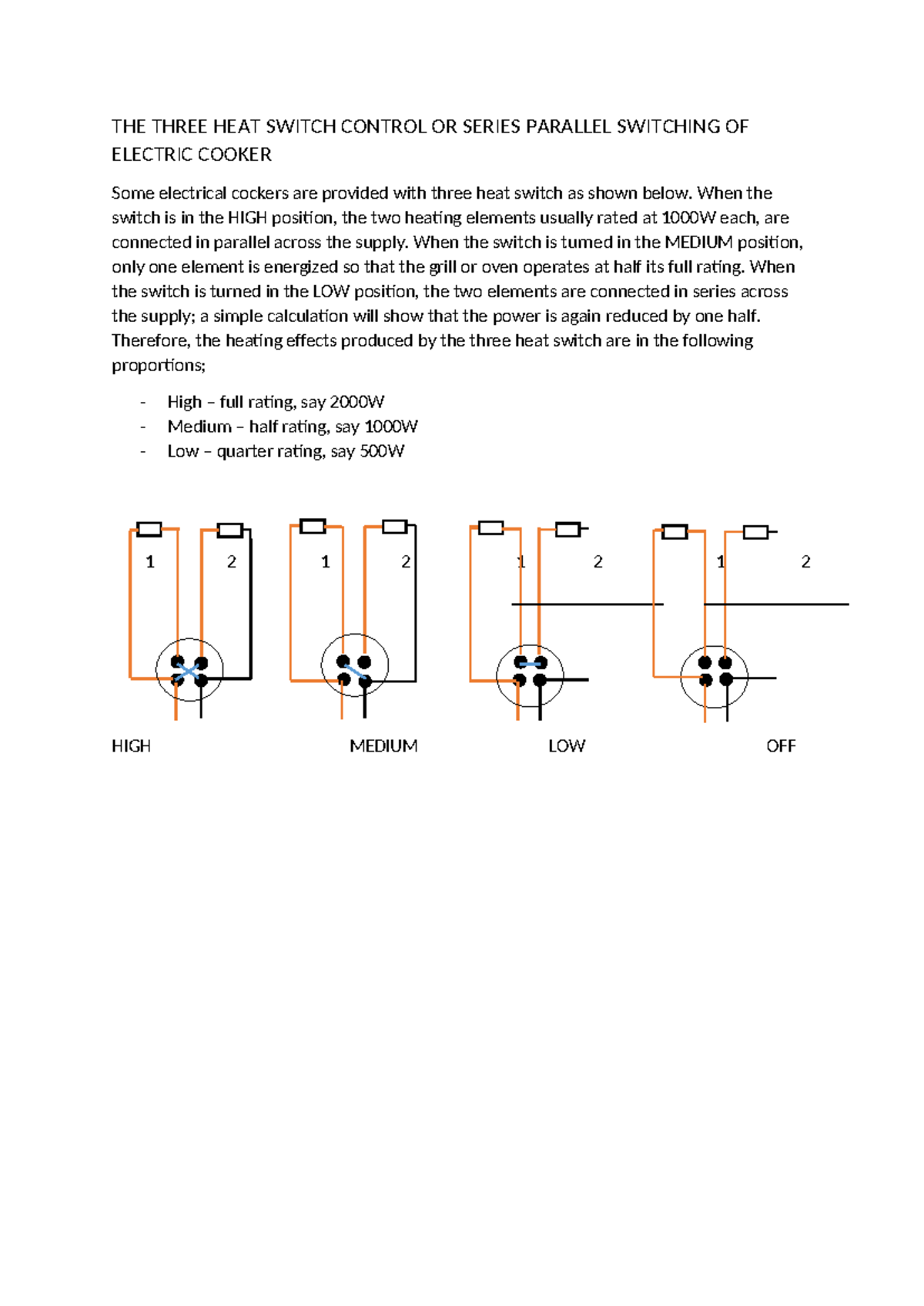 HEAT SWITCH CONTROL IN ELECTRIC COOKERS: A STUDY ON COOKER CIRCUITS ...