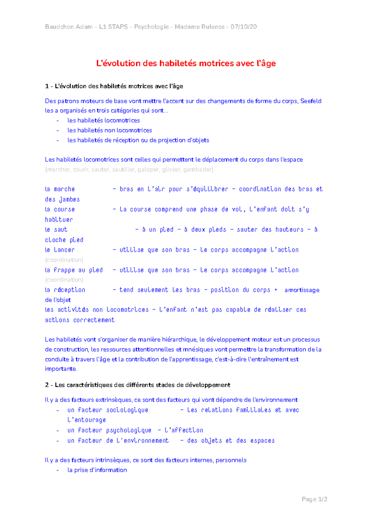 (6) L évolution des habiletés motrices avec l âge - Baudchon Adam - L1 ...