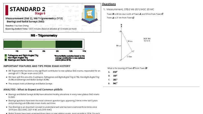 Bearings Practice Questions for Std2 M6 HSC Exam - Studocu