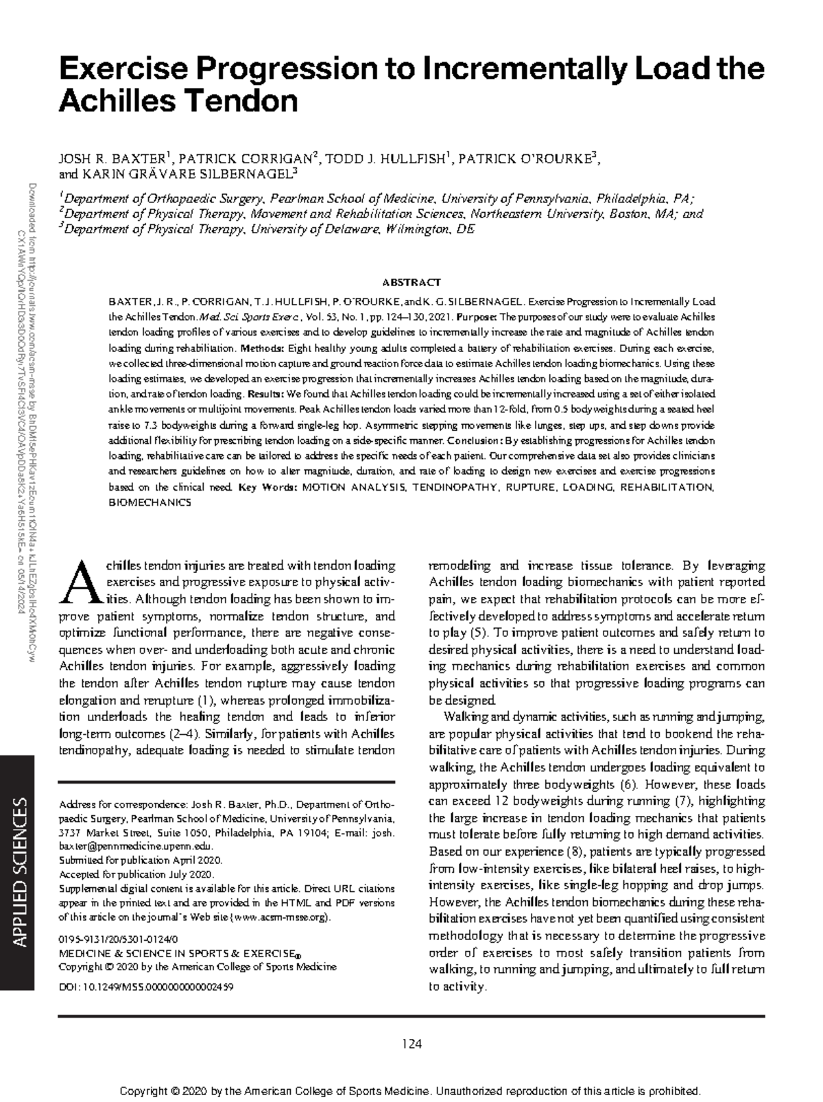 Progressive Exercise Loading for Achilles Tendon Rehabilitation - Studocu