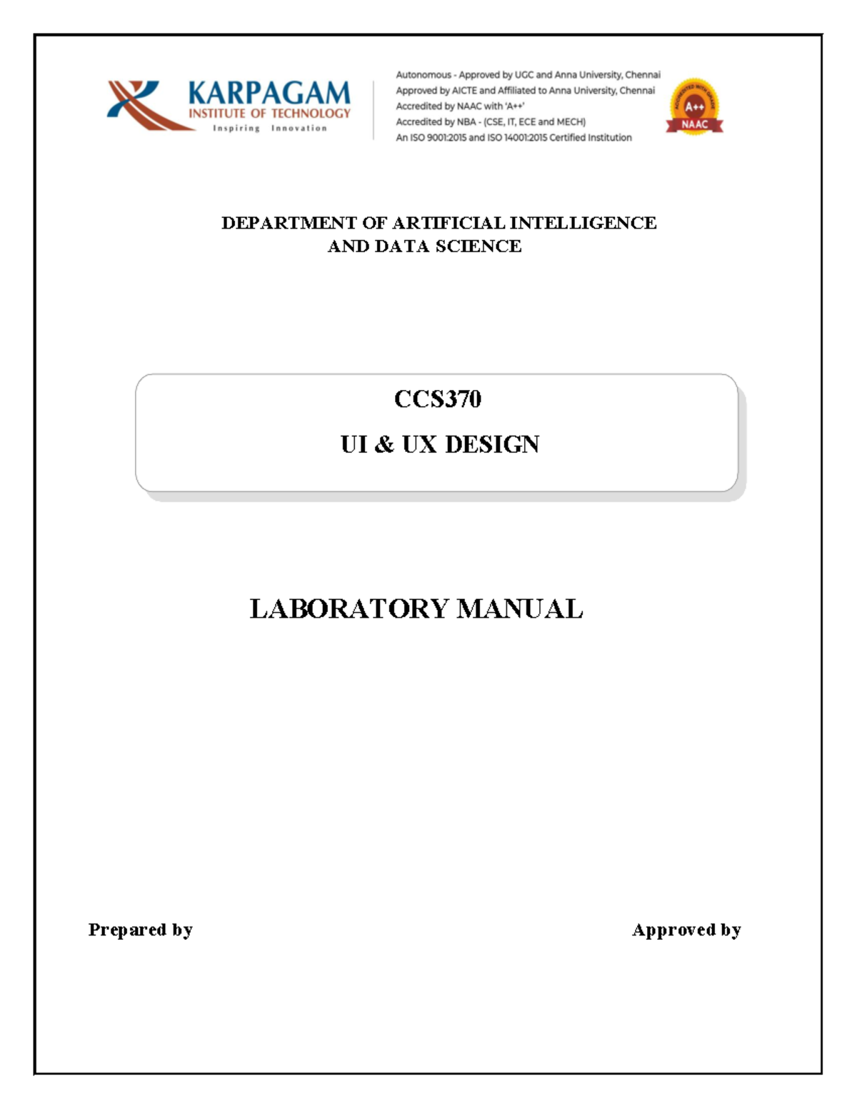 CCS370 UI/UX Design Laboratory Manual - Anna University - Studocu