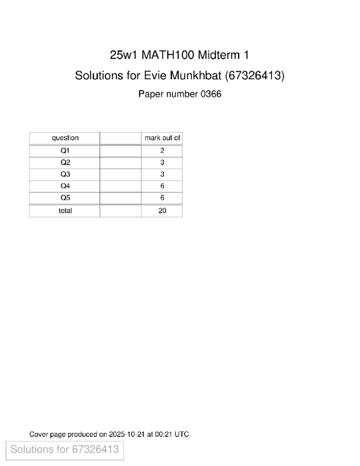 Math 67326413 Midterm Solutions: Discontinuities & Tangent Lines - Studocu