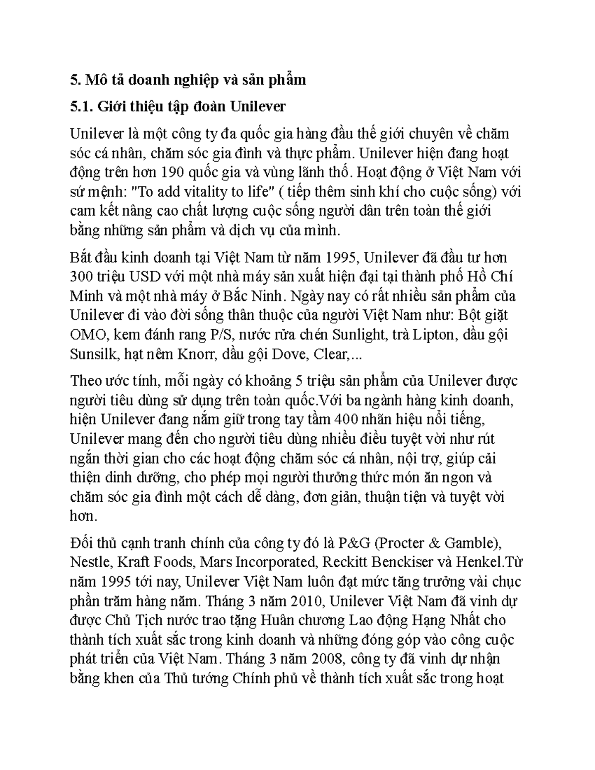 KHKD 5&7 - Phân Tích Doanh Nghiệp Unilever và Sản Phẩm Dầu Gội Dove ...