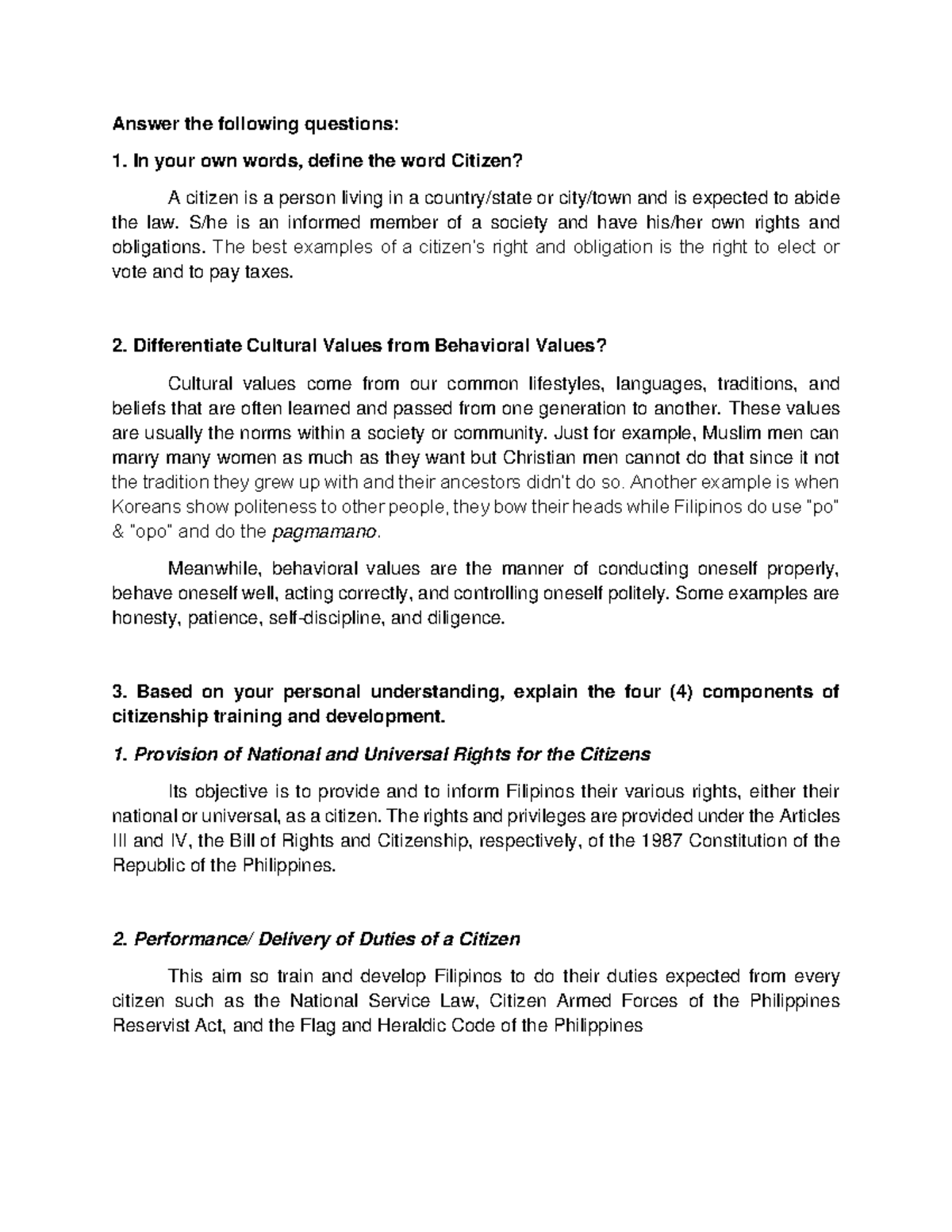 Citizenship Essay: Understanding Rights, Values, and Responsibilities ...
