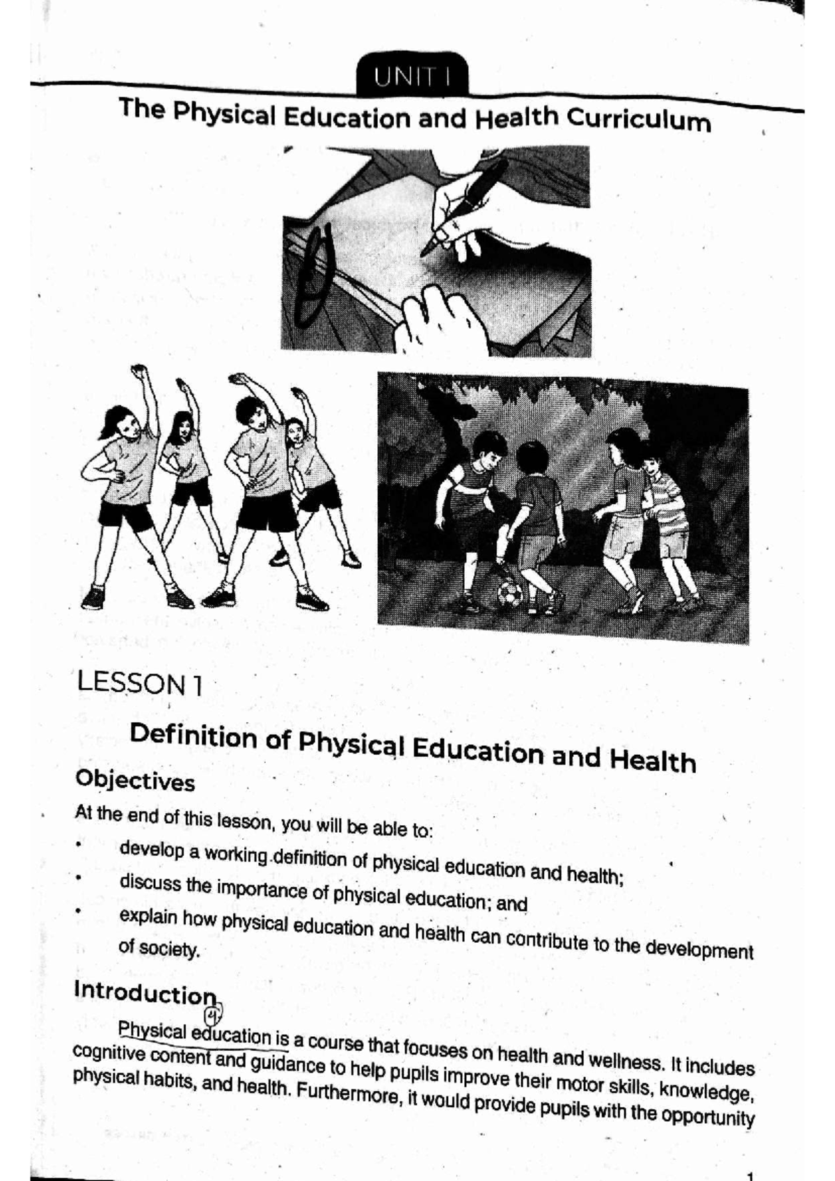 UNIT I PHYSICAL EDUCATION & HEALTH CURRICULUM: LESSON 1 OVERVIEW - Studocu