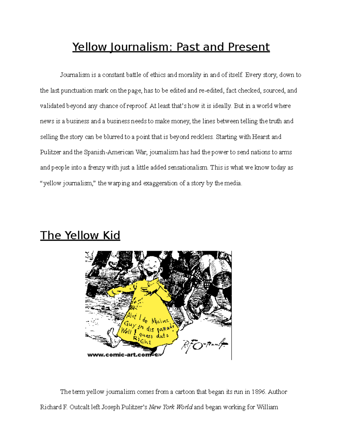 Yellow Journalism: Past and Present - Studocu