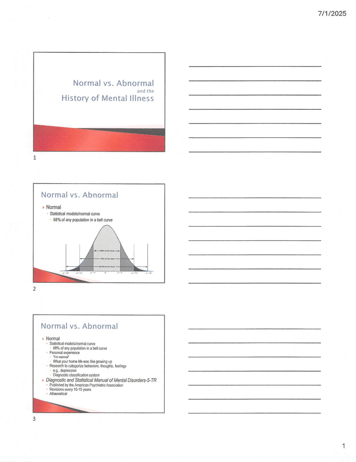 Final Exam Study Guide for ABC123: Normal vs. Abnormal Mental Illness ...