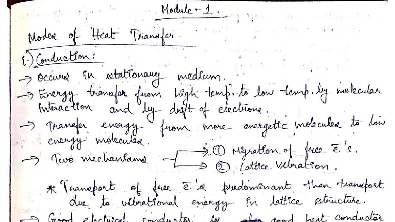 HMT 101 - Module 1: Heat Transfer Mechanisms and Principles - Studocu