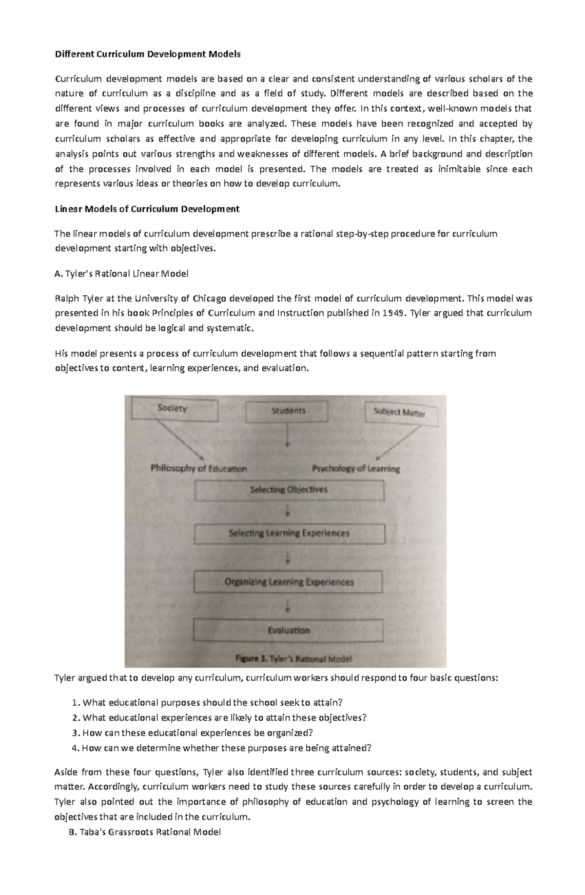 Curriculum Development Models: An Analytical Overview and Comparison ...