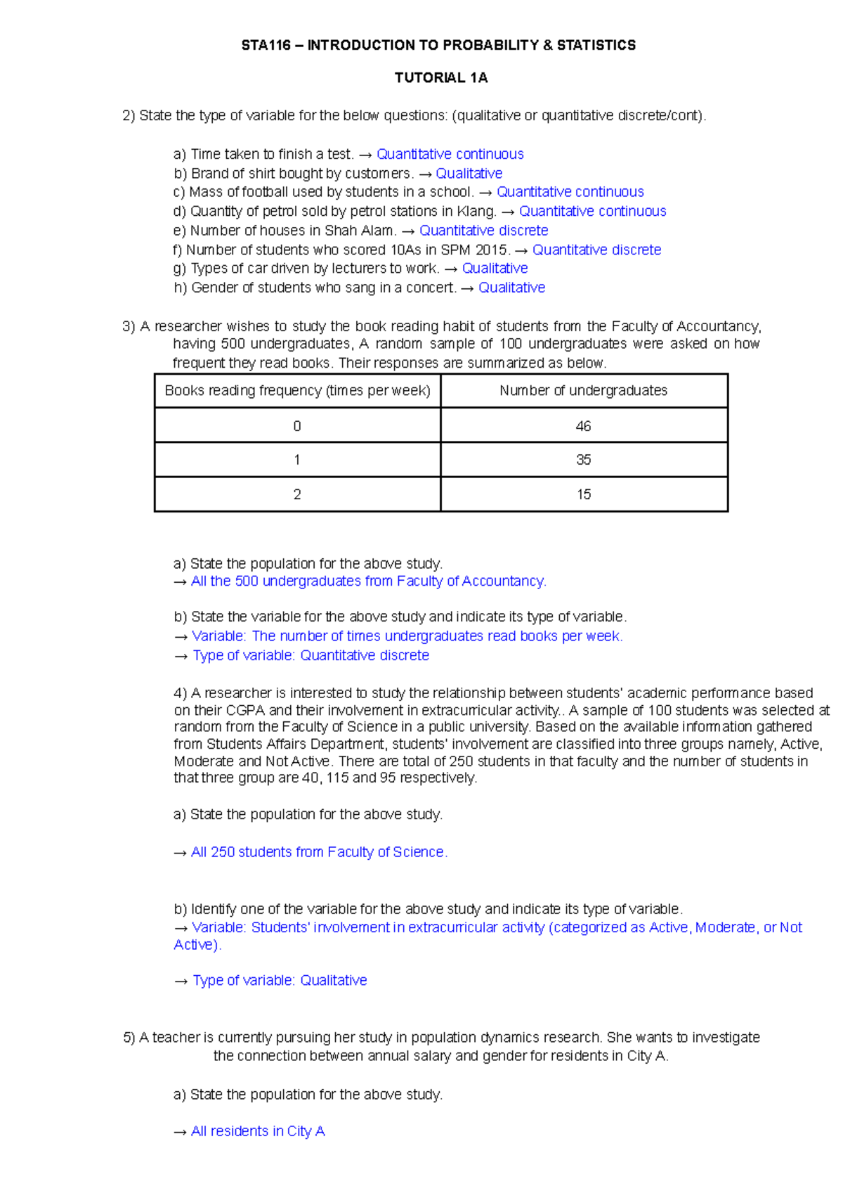 STA116 Tutorial 1 (Descriptive Statistics) - STA116 – INTRODUCTION TO ...