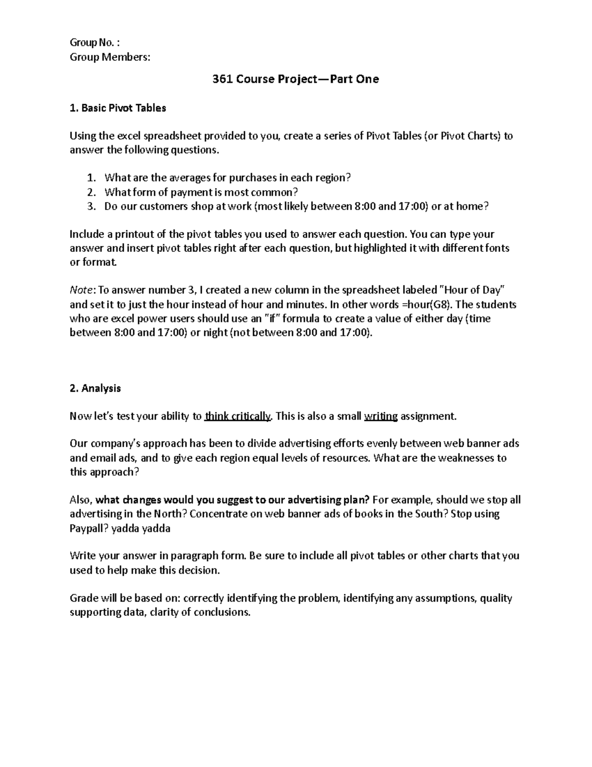 361 Course Project Part 1-1 - Group No. : Group Members: 361 Course ...