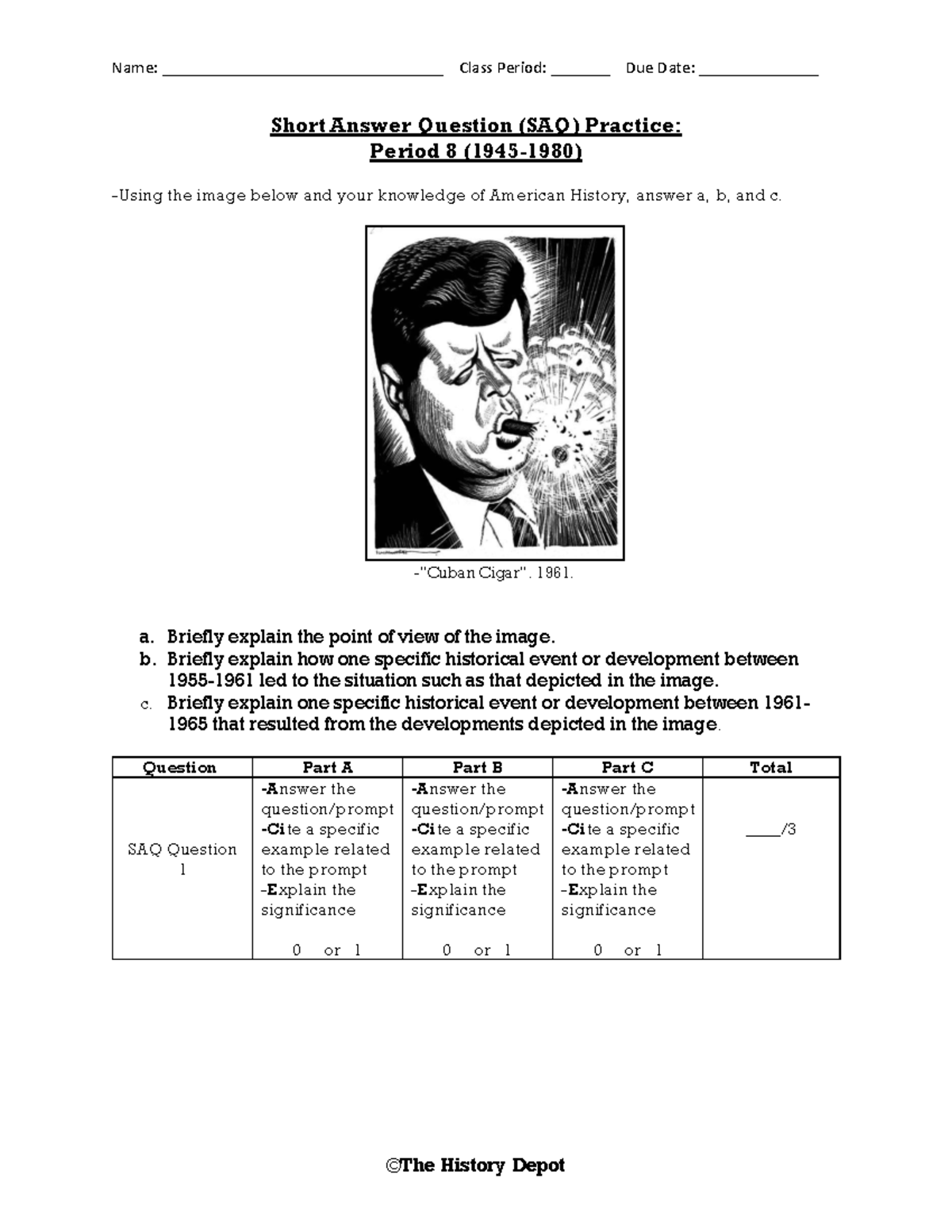 APUSH Period 8 SAQ Practice: Bay of Pigs Invasion & Cold War - Studocu