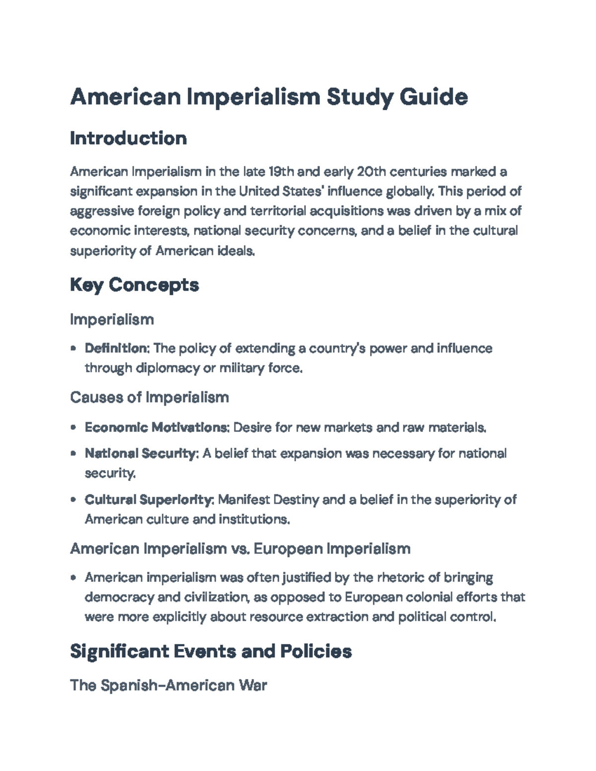 American Imperialism: Key Concepts and Historical Impact Study Guide ...