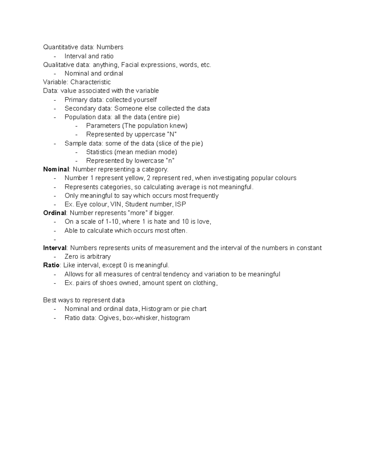 QMS 210 - Quantitative & Qualitative Data Analysis Notes - Studocu