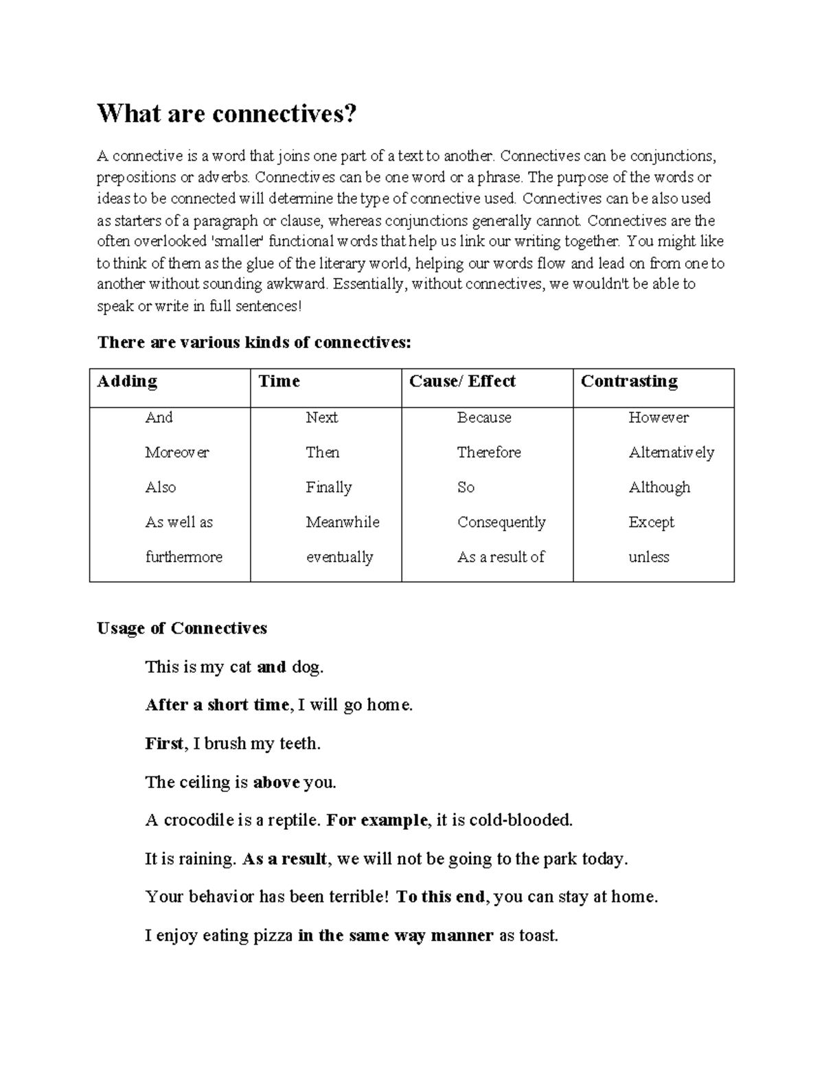 Connecting Words Explained: Understanding Connectives in Writing - Studocu