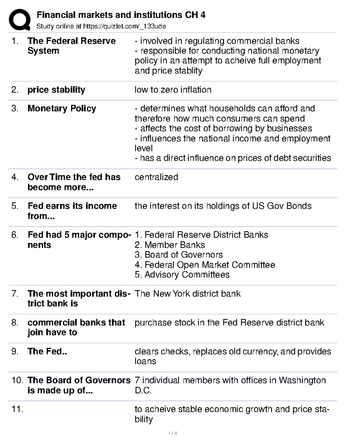 Financial Markets and Institutions - Study online at quizlet/_133ude ...