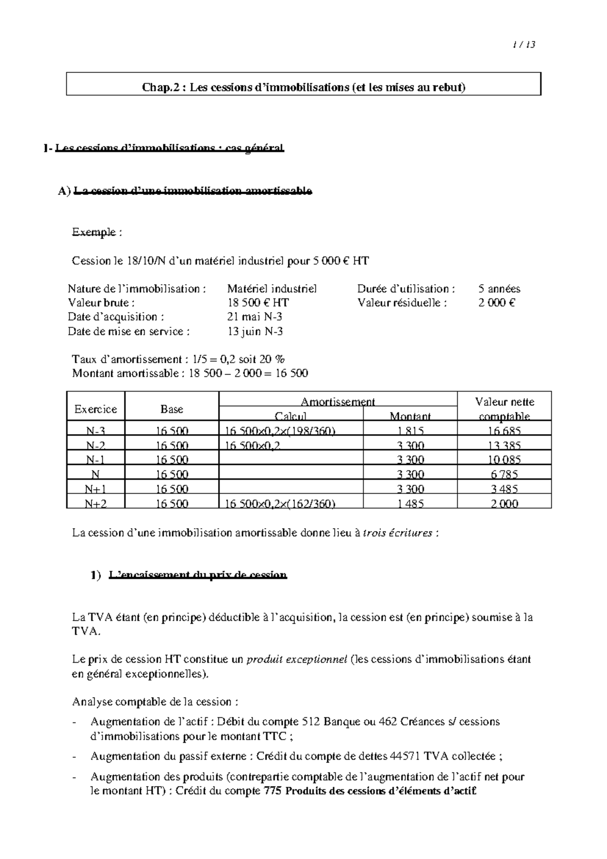 Cours complet sur les cessions d'immobilisation - Chap : Les cessions d ...
